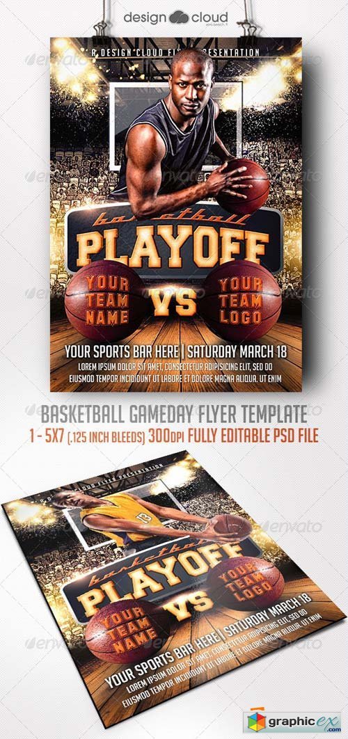 Basketball Game Day Flyer Template Free Download Vector Stock Image 