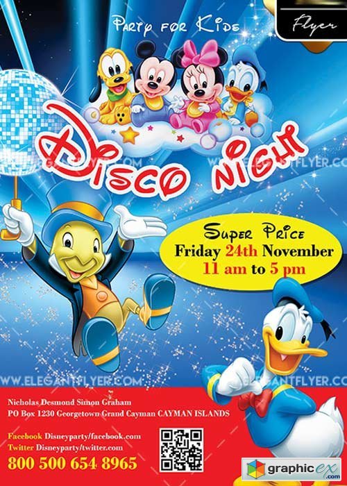 Disney V5 Flyer PSD Template Facebook Cover Free Download Vector 