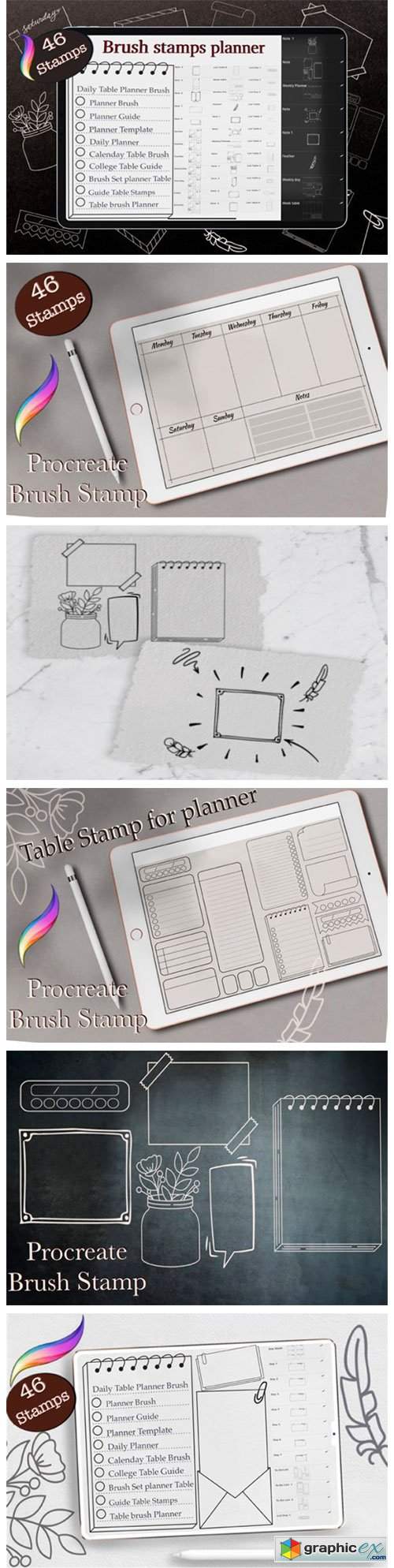 Procreate Planner Stamp Brushes Template Free Download Vector Stock 